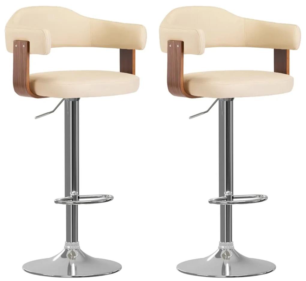 Barové stoličky 2 ks krémové ohýbané dřevo a umělá kůže,  327335
