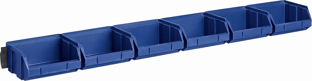 Ocelové lišty s plastovými boxy, 6x box 100 x 95 x 50 mm