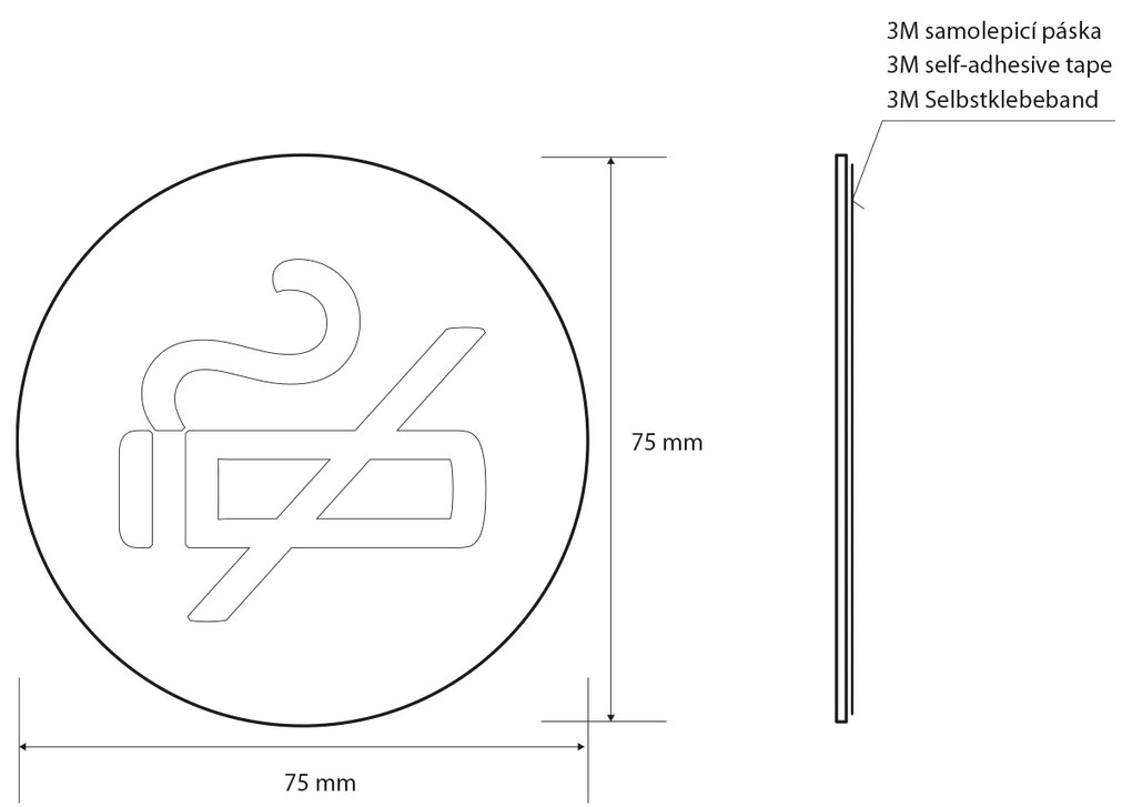 Sapho Sapho, Cedule "Kouření zakázáno" 75x75x2mm, nerez mat, XP121