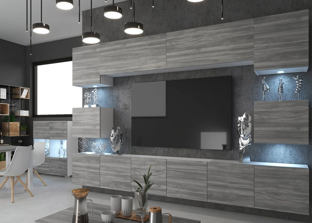 Obývací stěna 300 cm TV šedá antracit grafit IMP PRIMO 3/5/W/GW1/0/0
