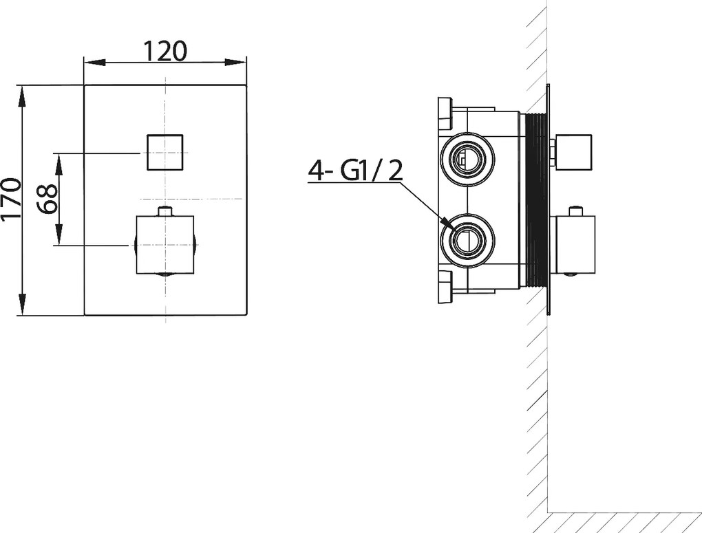 Sapho Latus sprchová baterie podomítková termostatická box 2 výstupy chrom 1102-32