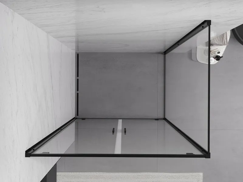 Mexen Exo, výklopná sprchová kabina, dveře 110 cm + boční stěna 85 cm, transparentní sklo, černá, 8182-110-085-70-00