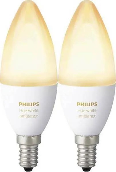 Led žárovka philips hue white ambiance 6w e14 set 2ks