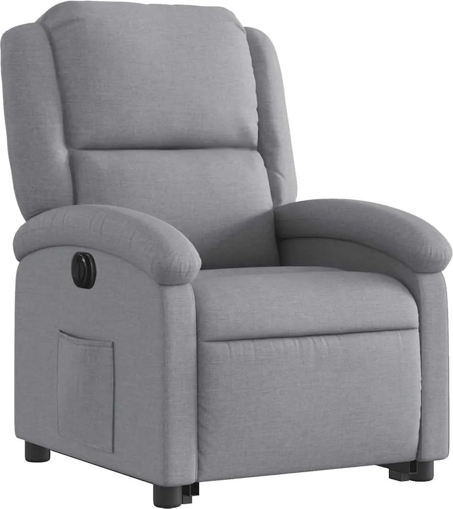 Elektrické zvedací polohovací křeslo světle šedé textil 3204188