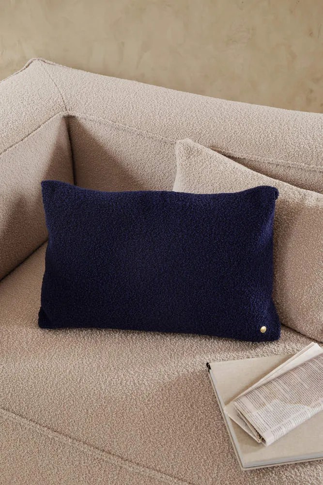 Ferm Living Polštář Clean Wool Boucle, deep blue