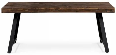 Jídelní stůl 180x90x76 MDF borovice kovové nohy černý lak HT-536 PINE