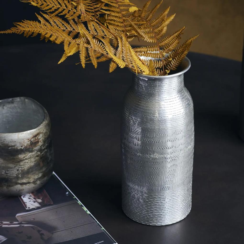 House Doctor Hliníková váza Fenja Antique Silver, stříbrná barva, kov