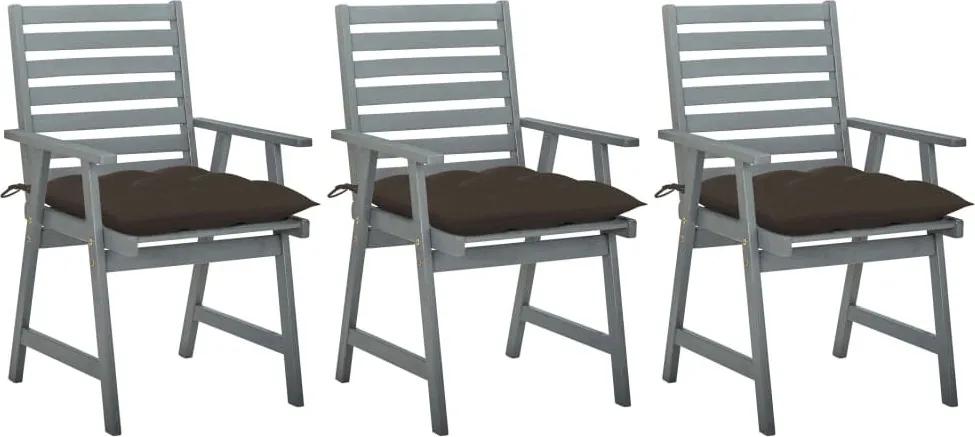 vidaXL Zahradní jídelní židle s poduškami 3 ks masivní akáciové dřevo [3064442] Barva: Světle modrá