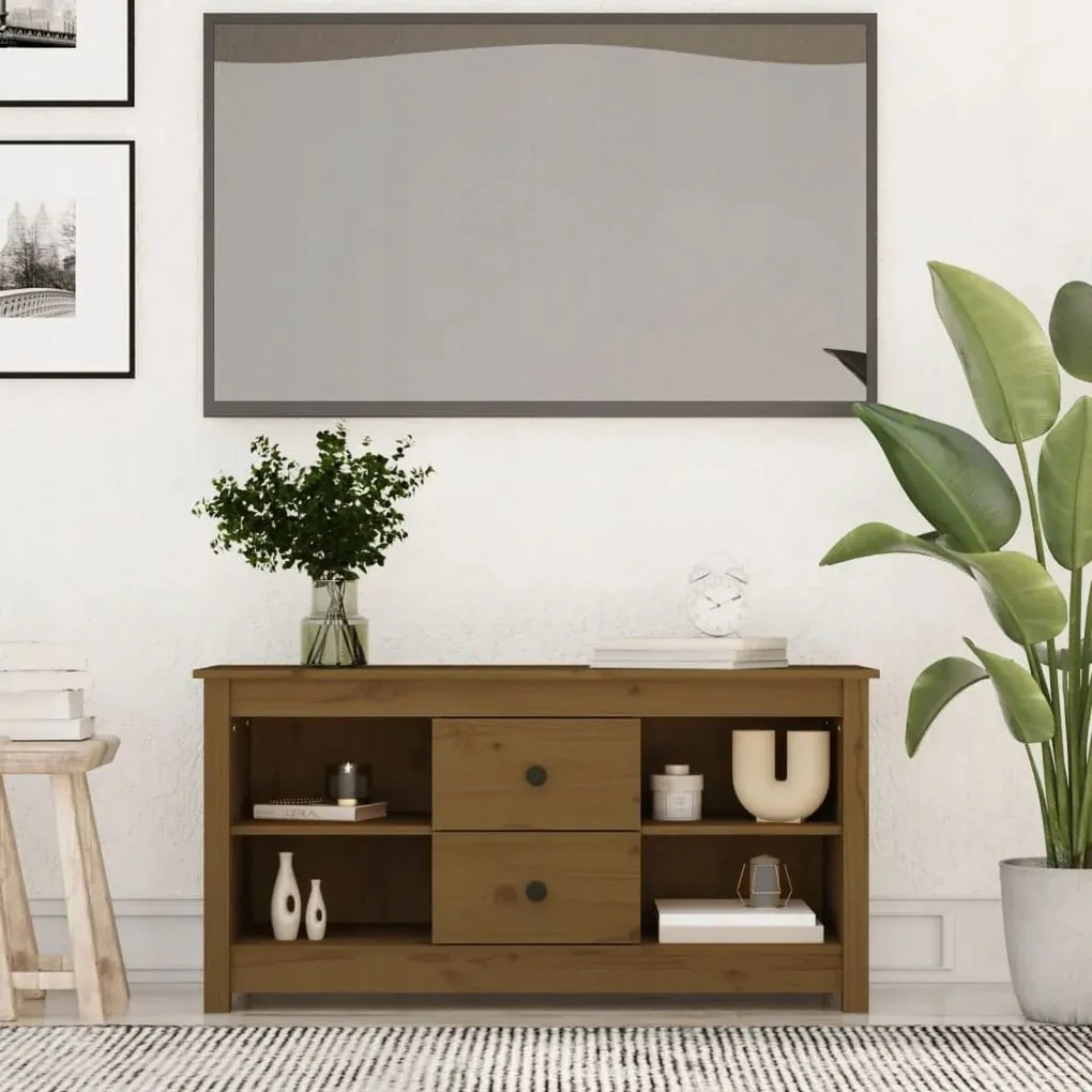 Fionshop 263602549 Tv skříňka medově hnědá 103 x 36,5 x 52 cm masivní bor