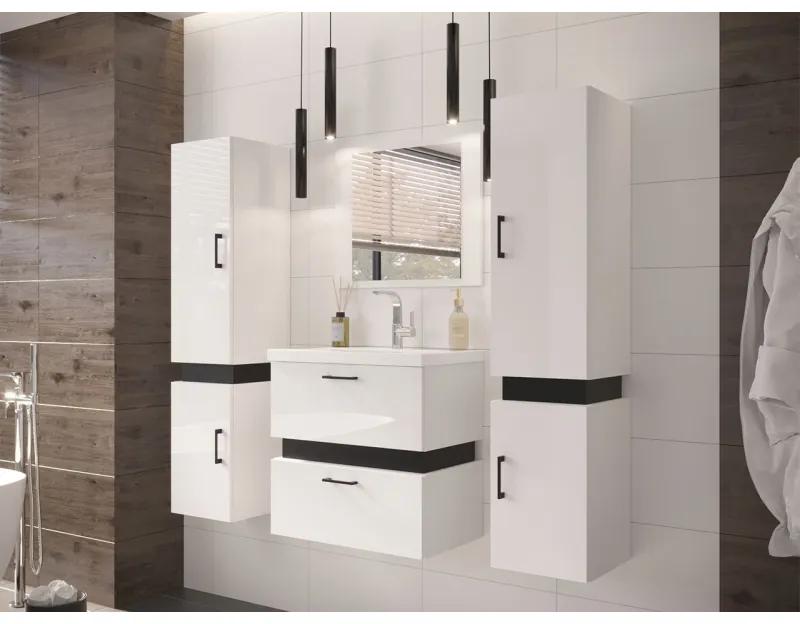 Koupelnový nábytek Torvaldi II, Sifon k umyvadlu: ne, Umyvadlo: ne, Barva: bílá / bílá + černý mat