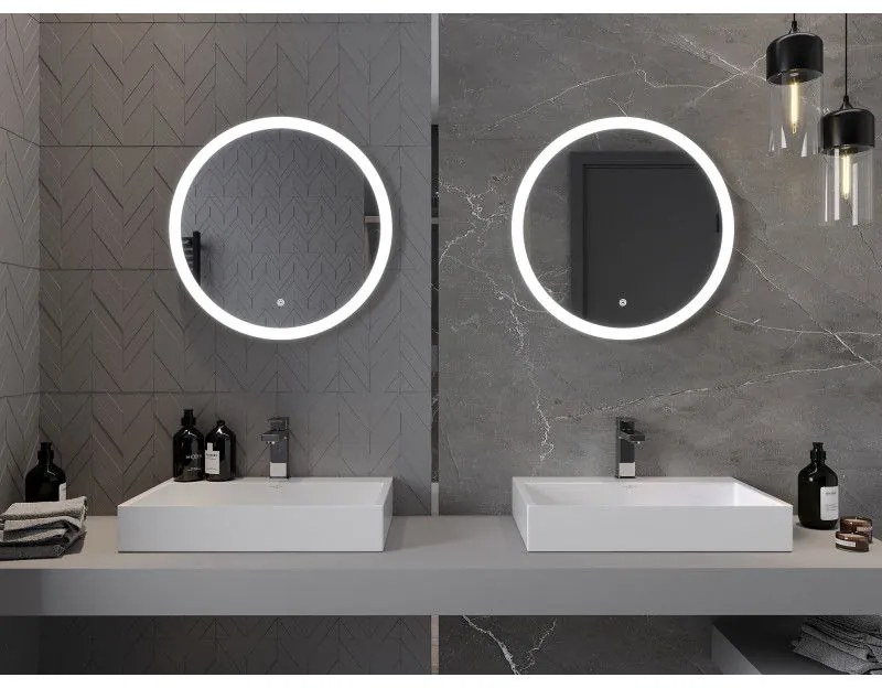 Mexen Oro, kulaté LED podsvícené koupelnové zrcadlo 60 cm, 6000K, topná podložka proti zamlžování, 9824-060-060-611-00