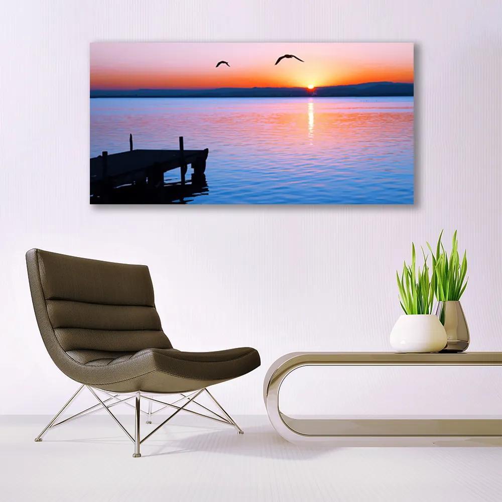 akrylový obraz Moře Molo Slunce Krajina 120x60 cm