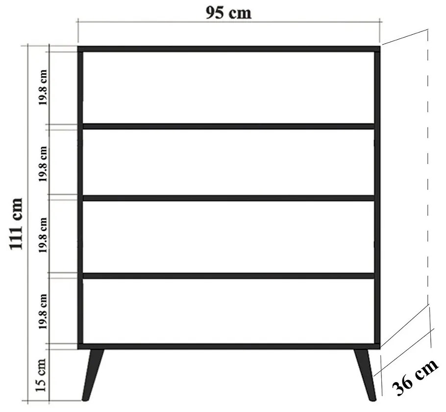Designová víceúčelová skříň Vallissa 111 cm vzor dub