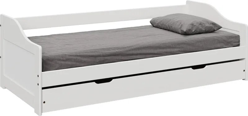 Postel s výsuvnou přistýlkou, 90x200, bílá, masiv, LAURA NEW Kondela 0000357989