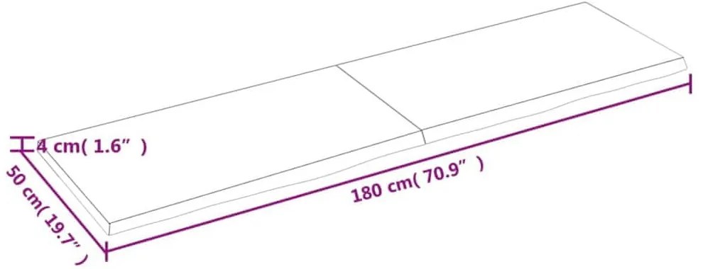 Petromila Nástěnná police hnědá 180x50x(2-4)cm ošetřený masivní dub