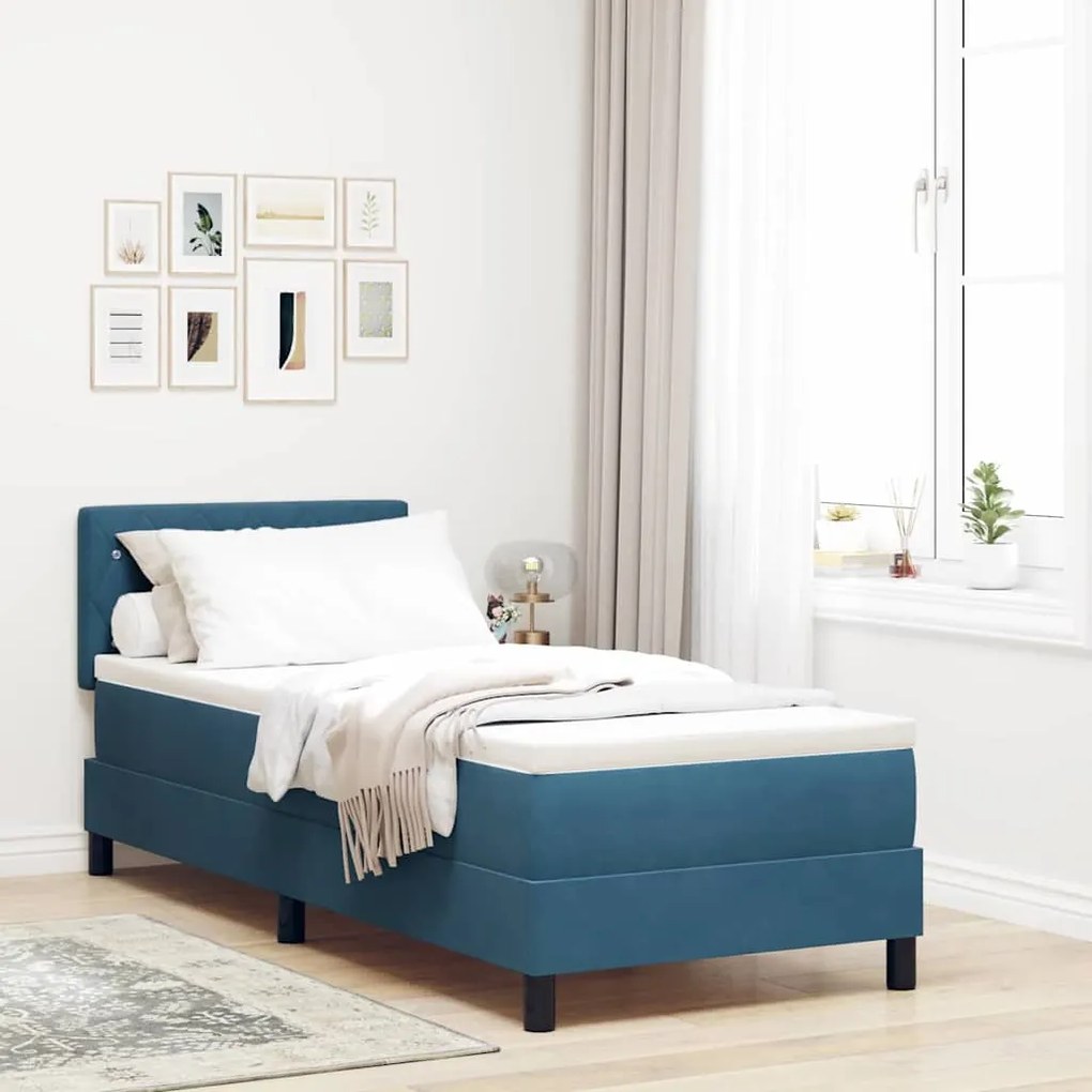 Postel s boxspringem s matrací Tmavě modrá 80 x 200 cm samet 3339072