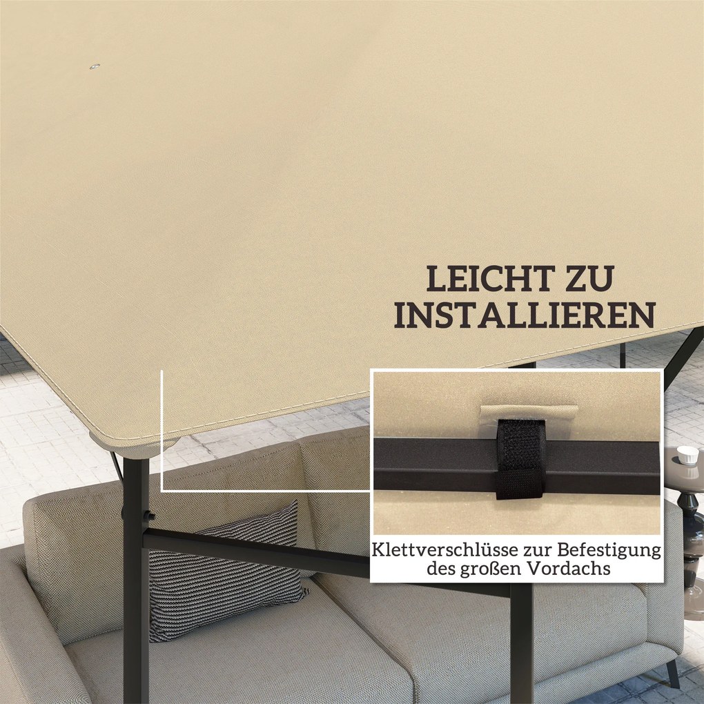 Náhradní střecha pro pavilon 3 x 3 m Vodoodpudivá střecha pavilonu UPF30+ Náhradní potah Oxfordská tkanina, 370 g/m², béžová barva