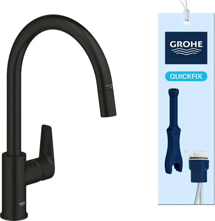 Grohe Start Edge - Dřezová baterie s výsuvnou koncovkou, matná černá 305502430