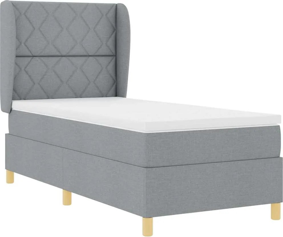 Postel s boxspringem s čelo Světle šedá 200 x 100 cm textil 3340802