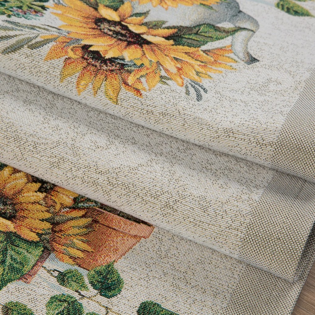 GOBELÍNOVÝ UBRUS NATUR 40X100 CM KVĚTY