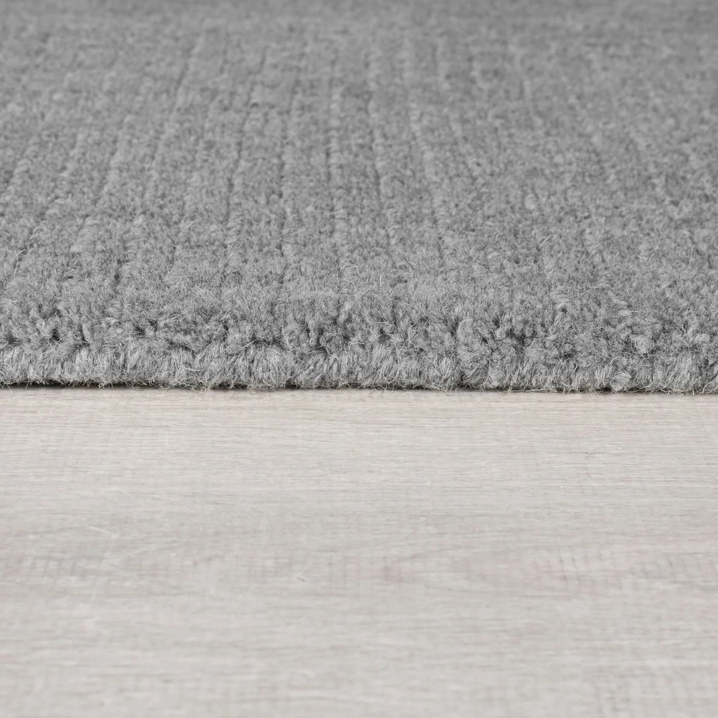 Flair Rugs koberce Kusový ručně tkaný koberec Tuscany Textured Wool Border Grey Marl Rozměry koberců: 120x170