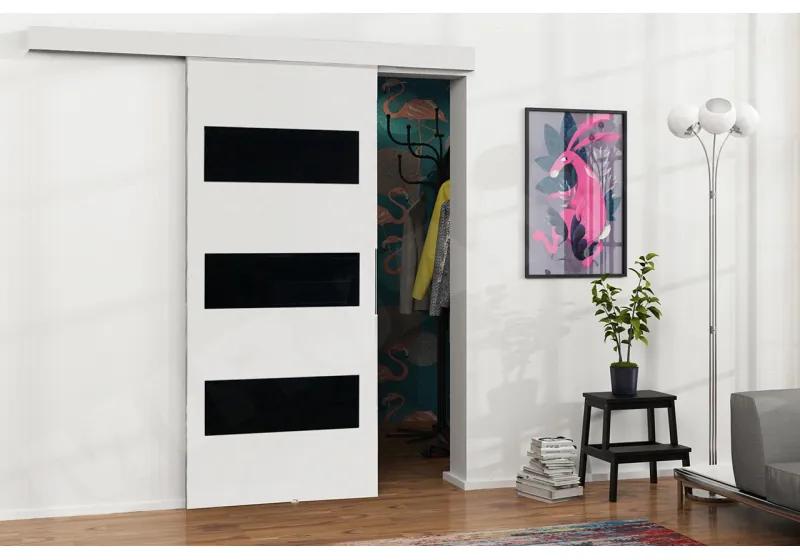 Posuvné dveře Mereno II 80, Barva: bílá + grafit + černý lacobel