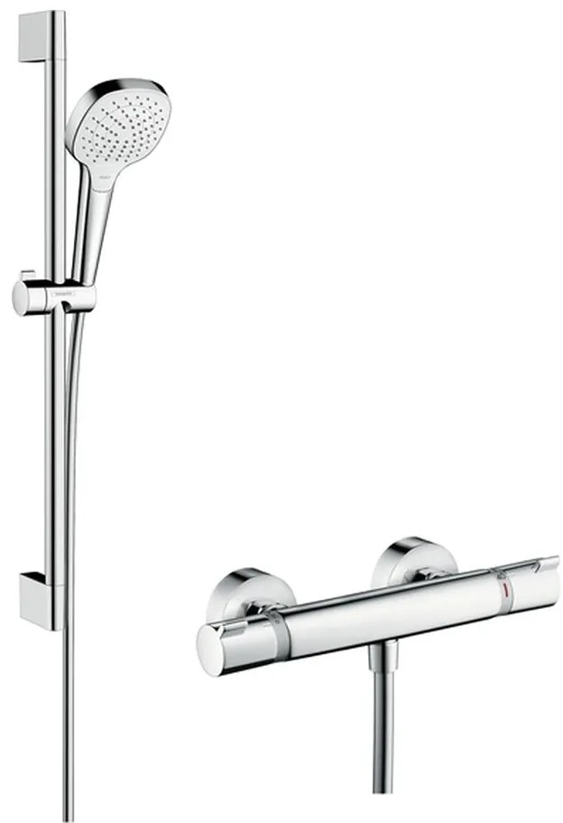 Hansgrohe Croma Select E, sprchová sada Vario s termostatem Ecostat Comfort a sprchovou tyčí 65 cm, bílá/chromová, HAN-27081400