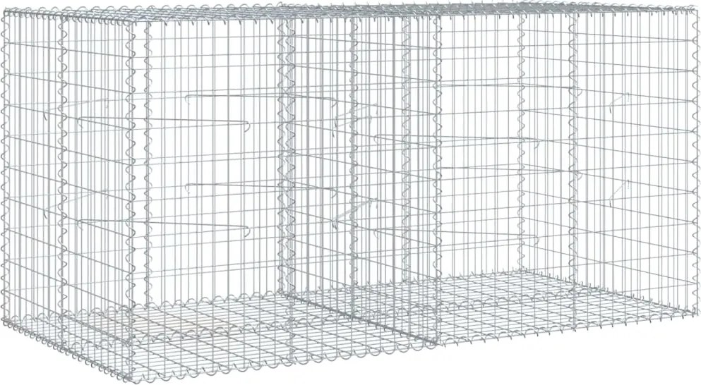 Gabionový koš s víkem 200 x 100 x 100 cm pozinkované železo 3295192