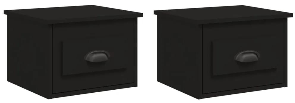 Nástěnné noční stolky 2 ks černé 41,5 x 36 x 28 cm