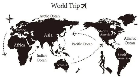 Samolepicí dekorace World trip mapa světa