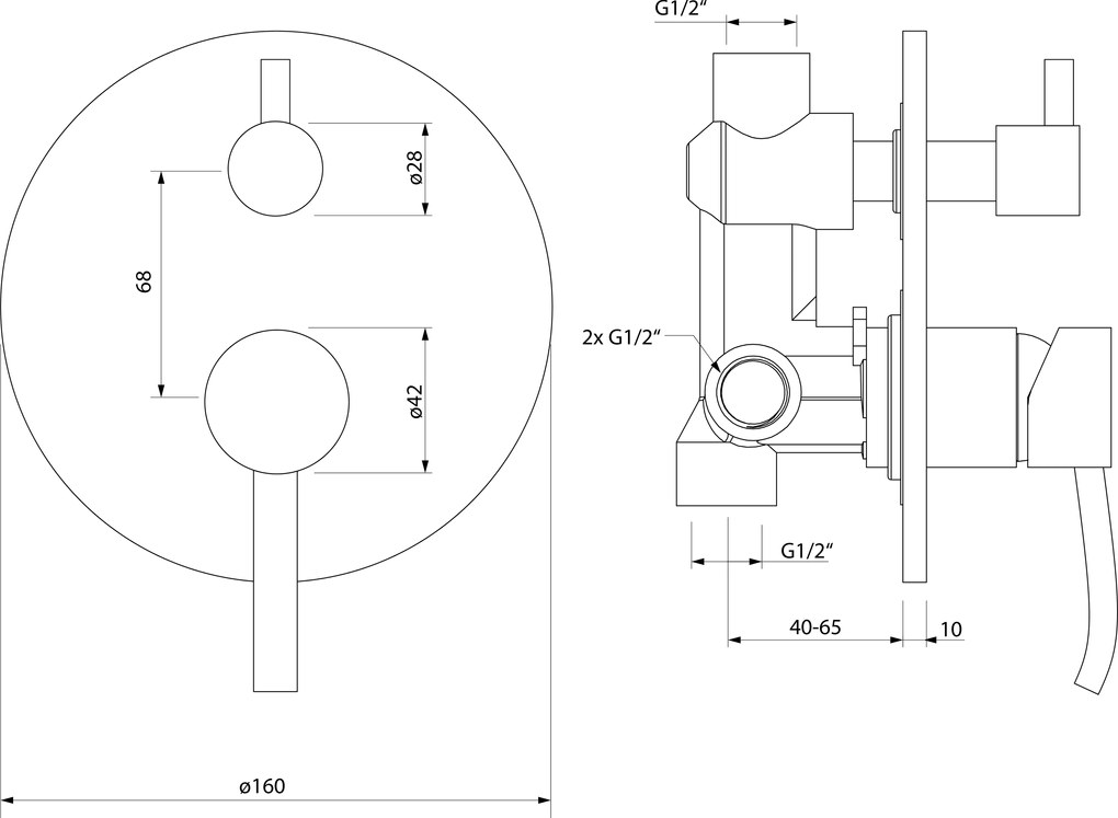 Sapho Sapho, LUKA podomítková sprchová baterie, 2 výstupy, otočný přepínač, chrom, LK43