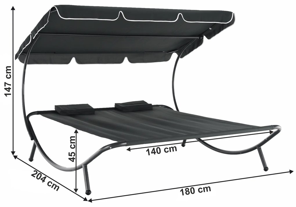 Kondela Zahradní postel, šedá, pro dvě osoby, MULTINA