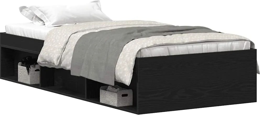 Rám postele bez matrace černý dub 75x190 cm kompozitní dřevo 3329311