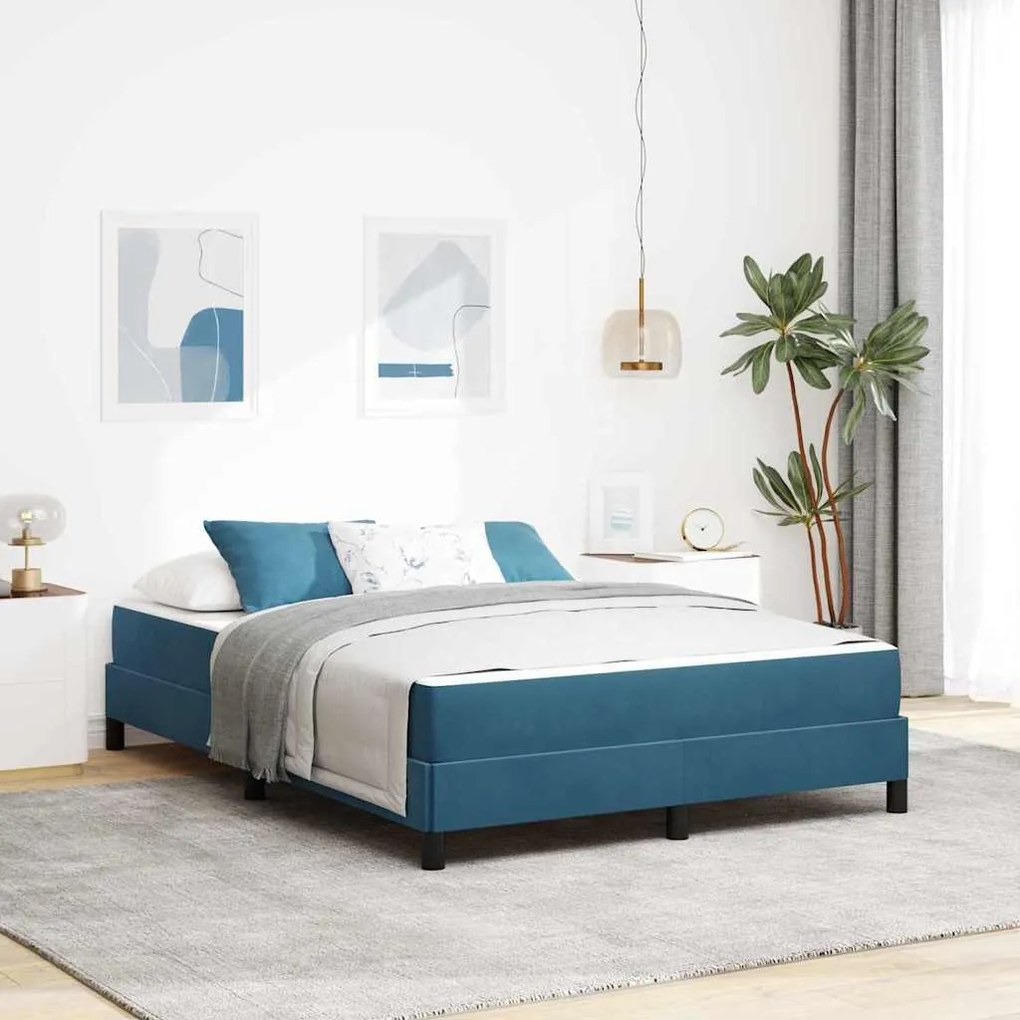 Postel s boxspringem s matrací Tmavě modrá 140 x 190 cm textil 3398693