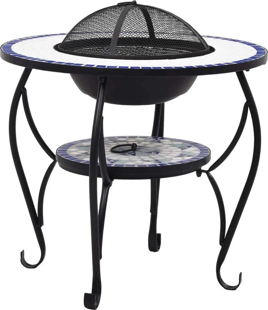 vidaXL Mozaikový stolek s ohništěm a bílý 68 cm keramika [46724] Barva: Cihlová