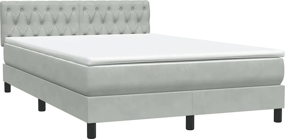 Box spring postel s matrací a LED světle šedá 160x210 cm samet 3317175
