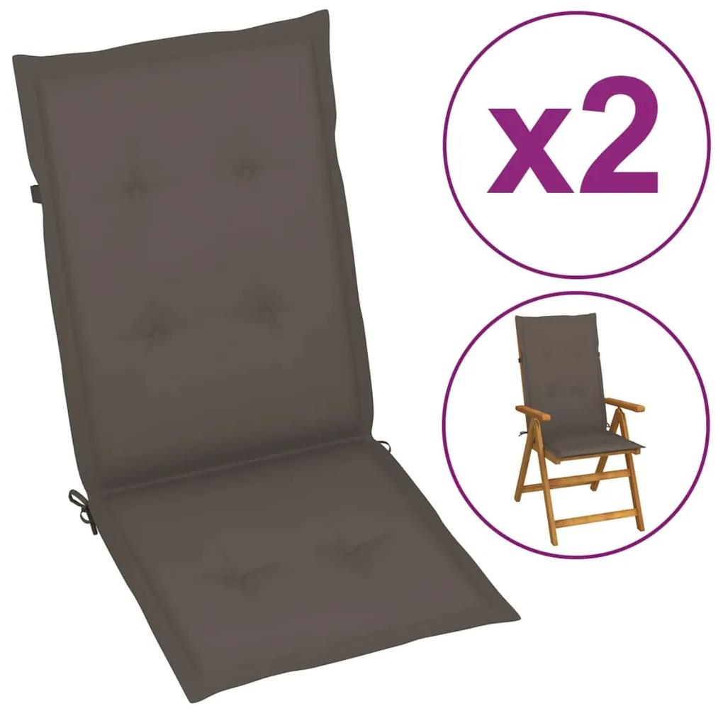 47540 vidaXL Podušky na zahradní židle 2 ks taupe 120 x 50 x 3 cm