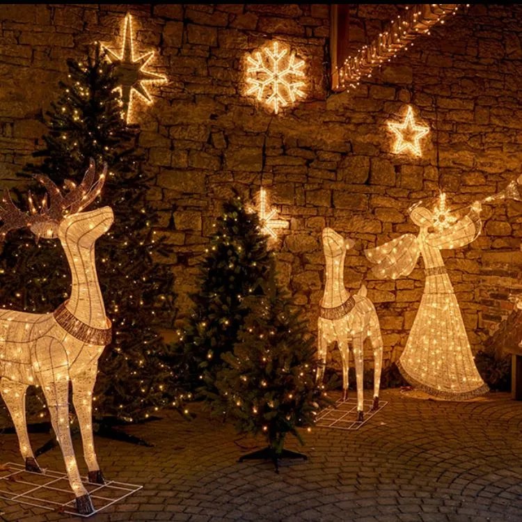 3D LED svítící anděl s trubkou, 122 cm, venkovní, teple bílá, 120 LED, IP44