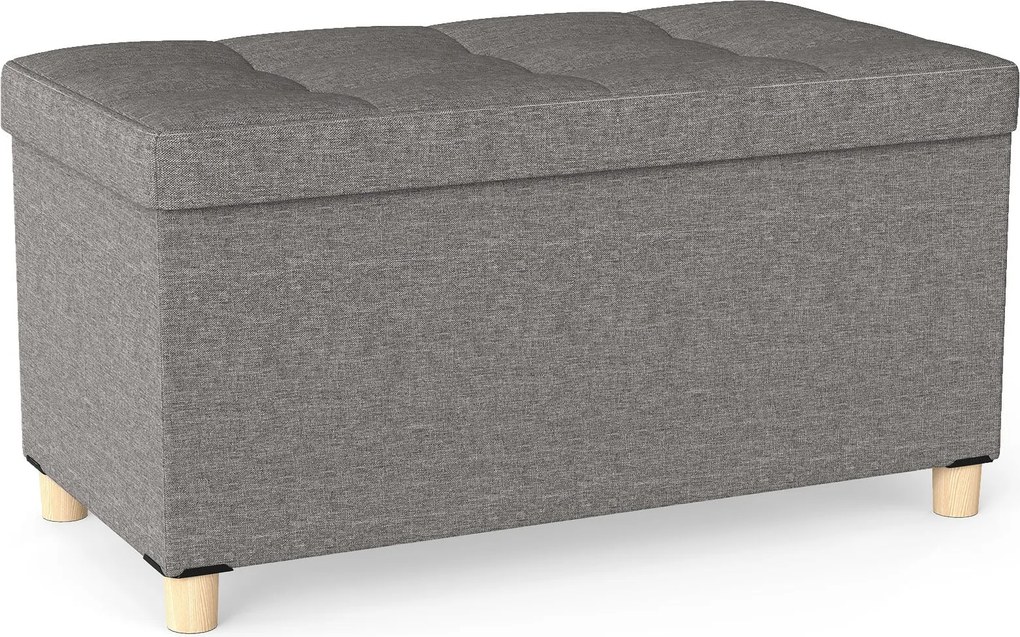 Costway 76 cm Úložná lavice Látková látka Konec s podnosem a nohami z pryžového