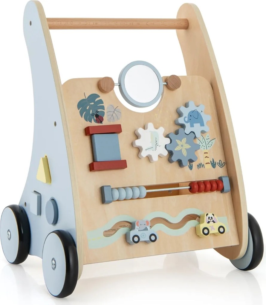 Costway Dřevěné dětské chodítko s multi-aktivitním výukovým centrem Montessori