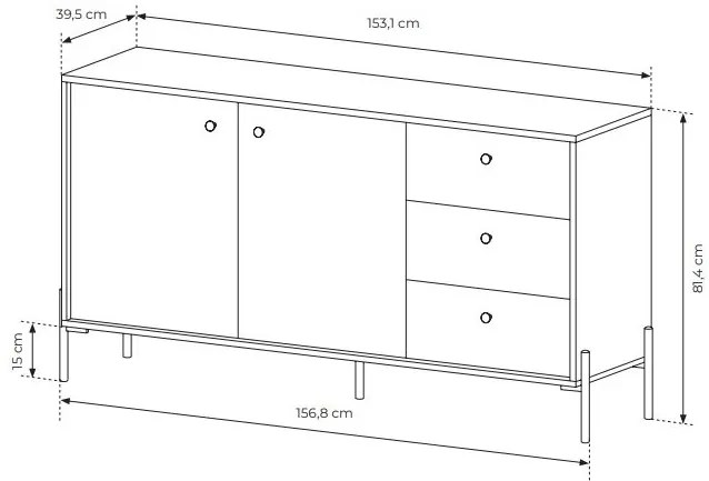 Komoda Scandia 2D3S (dub scandi + jedlička scandi). 1071386