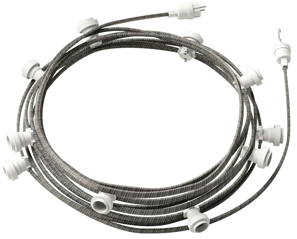 creative cables Hotový světelný řetěz LUMET 12,5 m je sestavený z 10 bílých objímek, háčku a zástrčky Barva kabelu: Tmavě zelená - CM21