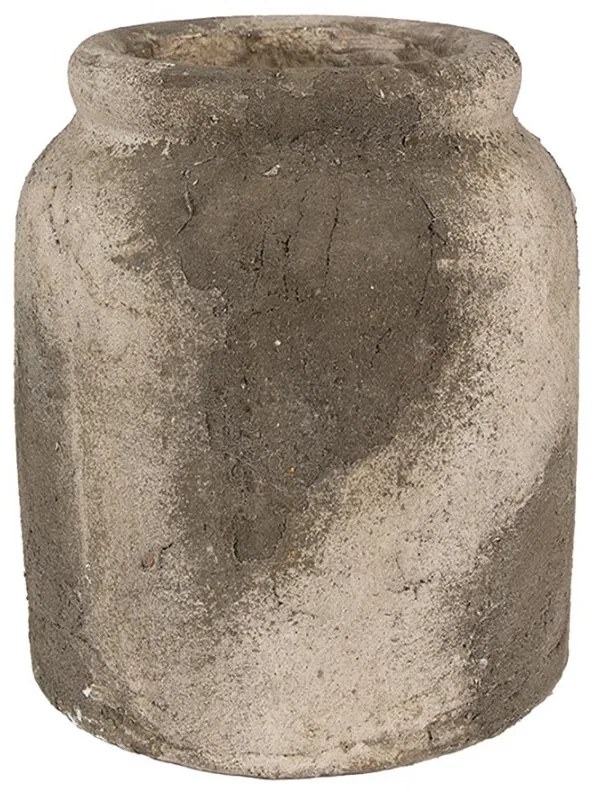 Dekorativní béžovo-šedý antik terakotový květináč Teracci L - Ø 18*20 cm