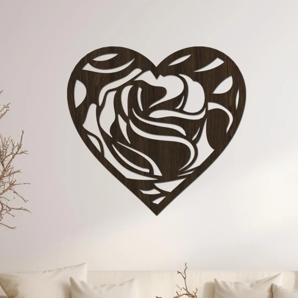 dřevo života Dřevěné srdce na zeď - LOVE Zvolte barvu dekoru: Wenge, Rozměry (cm): 40x36