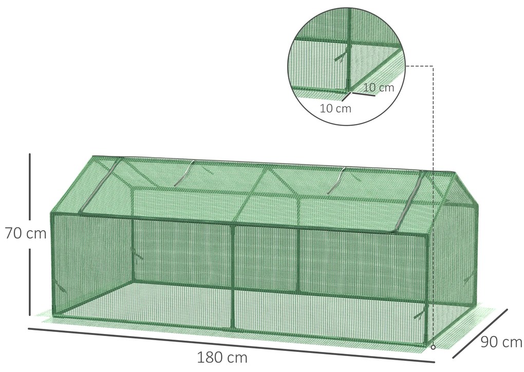Outsunny polytunelový skleník s oknem Skleník na rajčata Studený rám 180 x 90 x 70 cm Zelený