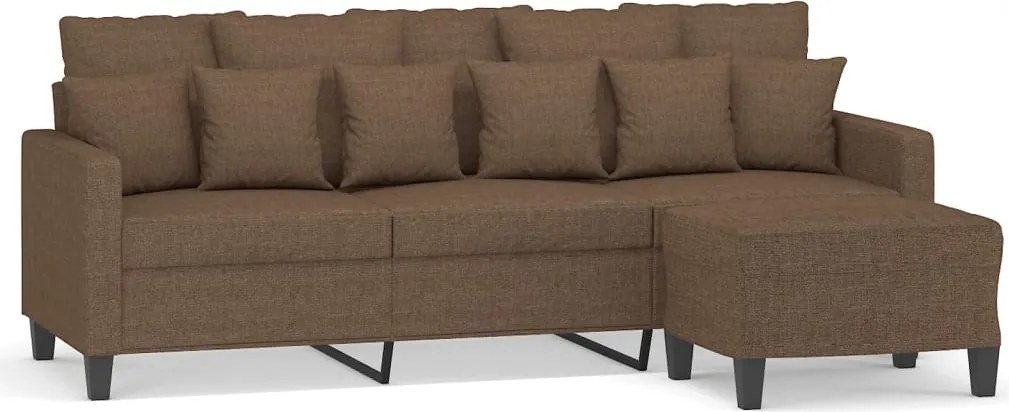 3místná pohovka s podnožkou hnědá 180 cm textil 3201092