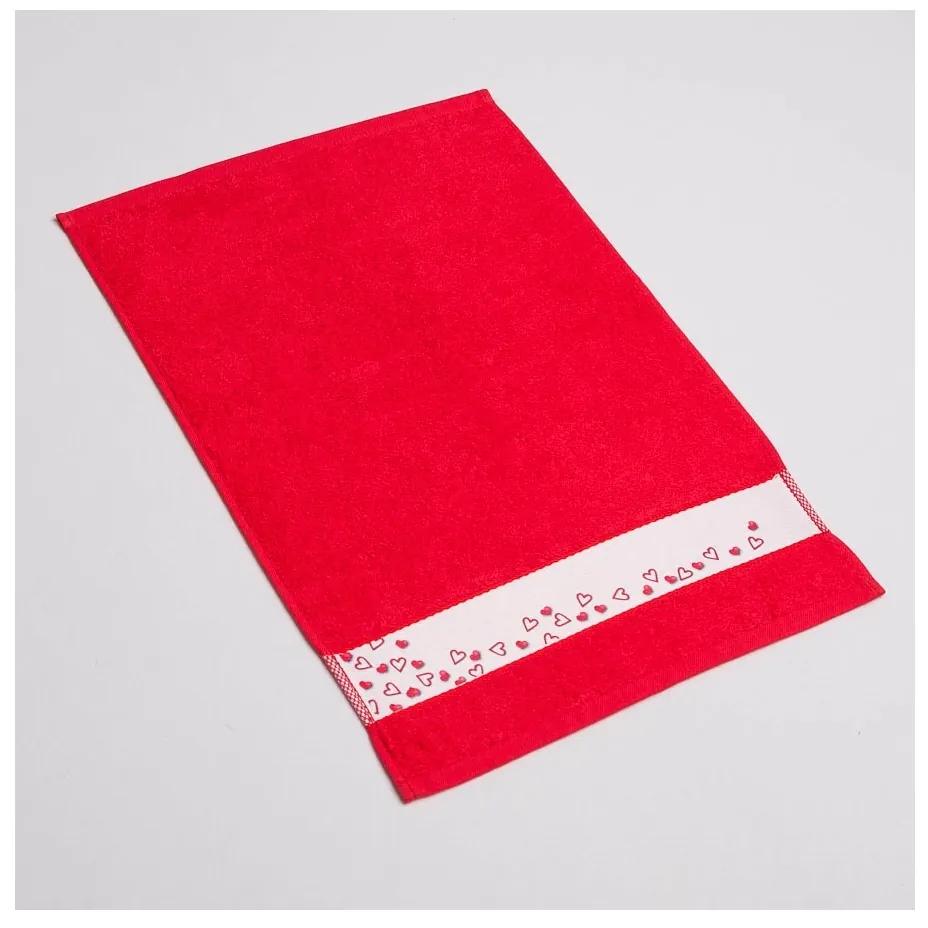 Veba ručník rujana srdíčka - červená 30x50