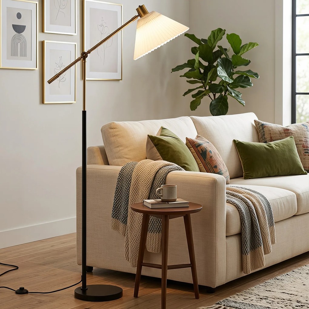 Costway Stojací lampa výškově nastavitelná stojací lampa s nastavitelným úhlem