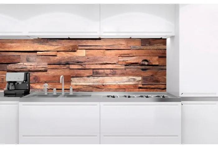 DIMEX | Fototapeta do kuchyně Dřevěná zeď KI-180-063 | 180 x 60 cm | béžová, hnědá