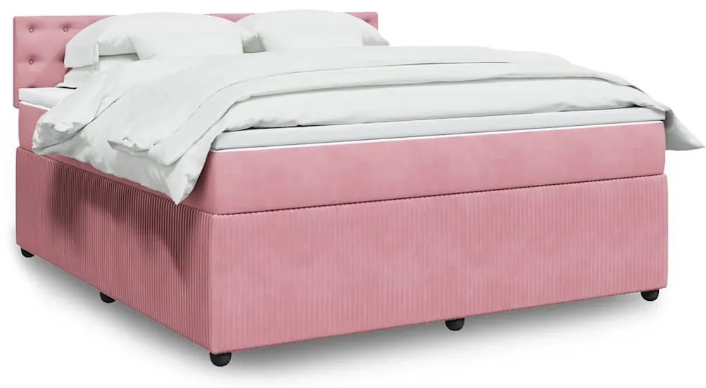 Box spring postel s matrací růžová 180x200 cm samet 3290123